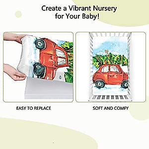 Cars Themed Fitted Crib Sheet,Standard Crib Mattress Fitted Sheet Soft and Breathable Bed Sheets -Baby Sheet for Boys Girls,52 x 28 Inch,Multicolor