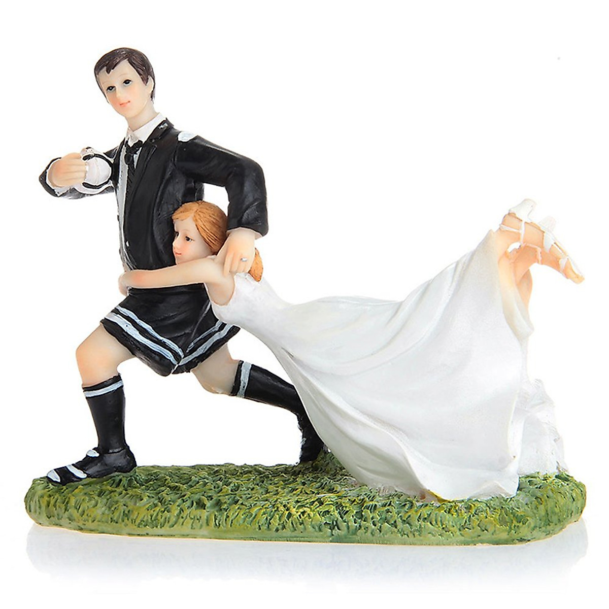 Riverbyland Wedding Cake Topper Funny Bride and Groom Football Figurine