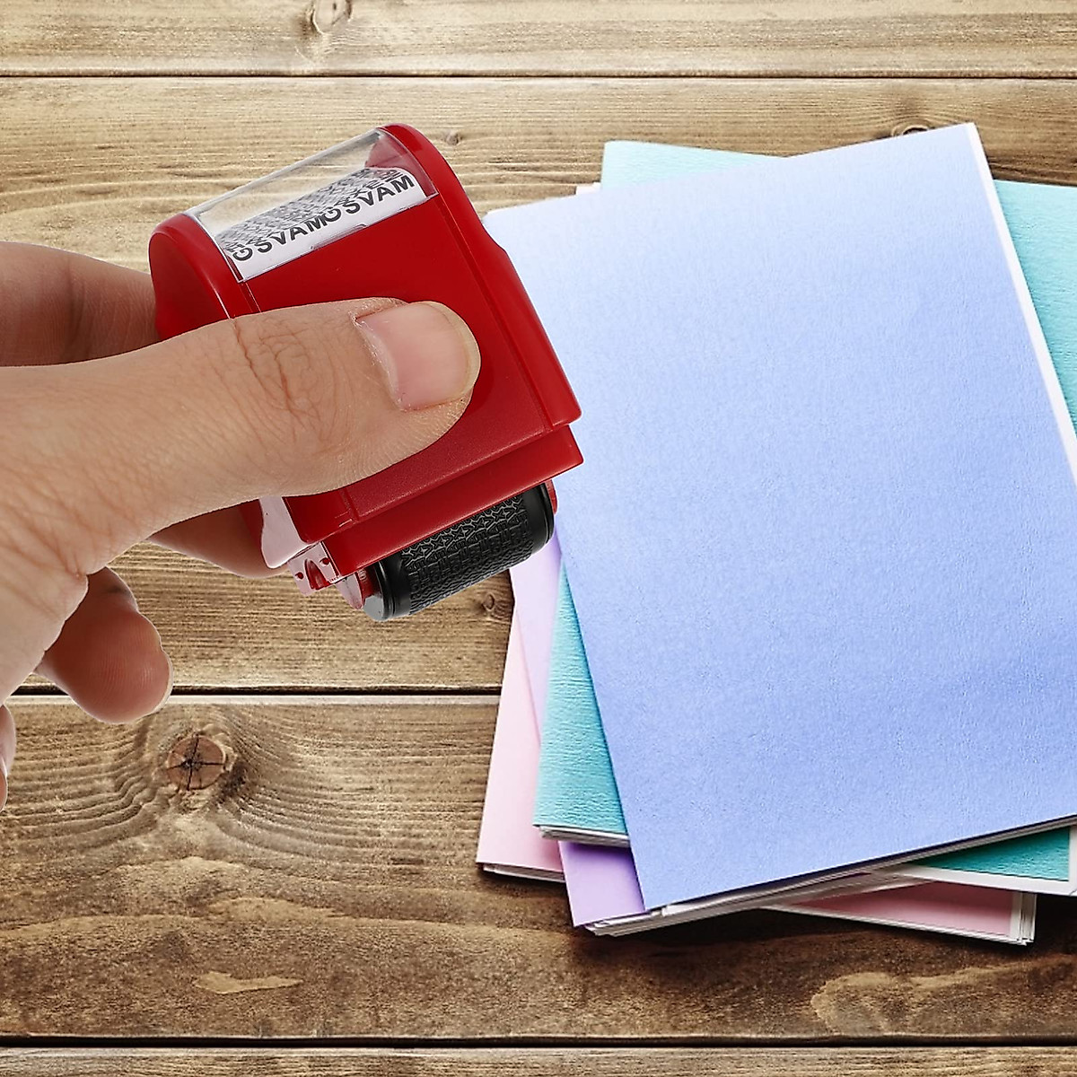 Tofficu 1pc Confidentiality Seal Postage Stamps Anti Stamp Personal Information Stamp Address Blocker Stamp Paid Stamp Identity Guard Stamp Guard Your Roller Plastic Letter Opener Red