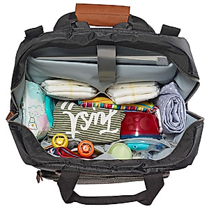 JJ Cole Papago Pack Diaper Bag, Gender Neutral Large Capacity Backpack with Stroller Clips, Changing Pad, & Multiple Pockets for Baby Supplies, Herringbone Tweed