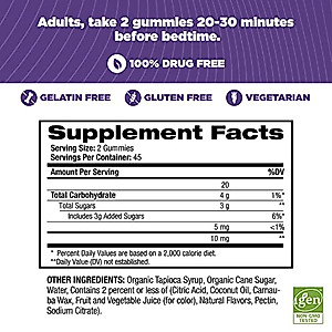 Natrol Melatonin Sleep Aid Gummy, Fall Asleep Faster, Stay Asleep Longer, 2 Gummies Per Serving, Drug Free and Gelatin Free, 10mg, 90 Strawberry Flavored Gummies