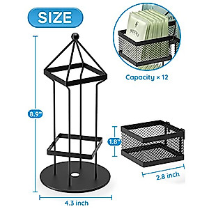 Tea Bag Organizer, Tea Bag Storage Holder Spinning Carousel 96 Teabags Container, Lazy Susan Coffee Creamer Sweetener Tea Caddy for Kitchen Counter Cabinet Pantry Shelf Organizer