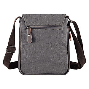 Sechunk Small Vintage Canvas Messenger Cross body bag Shoulder bag (Grey, small)