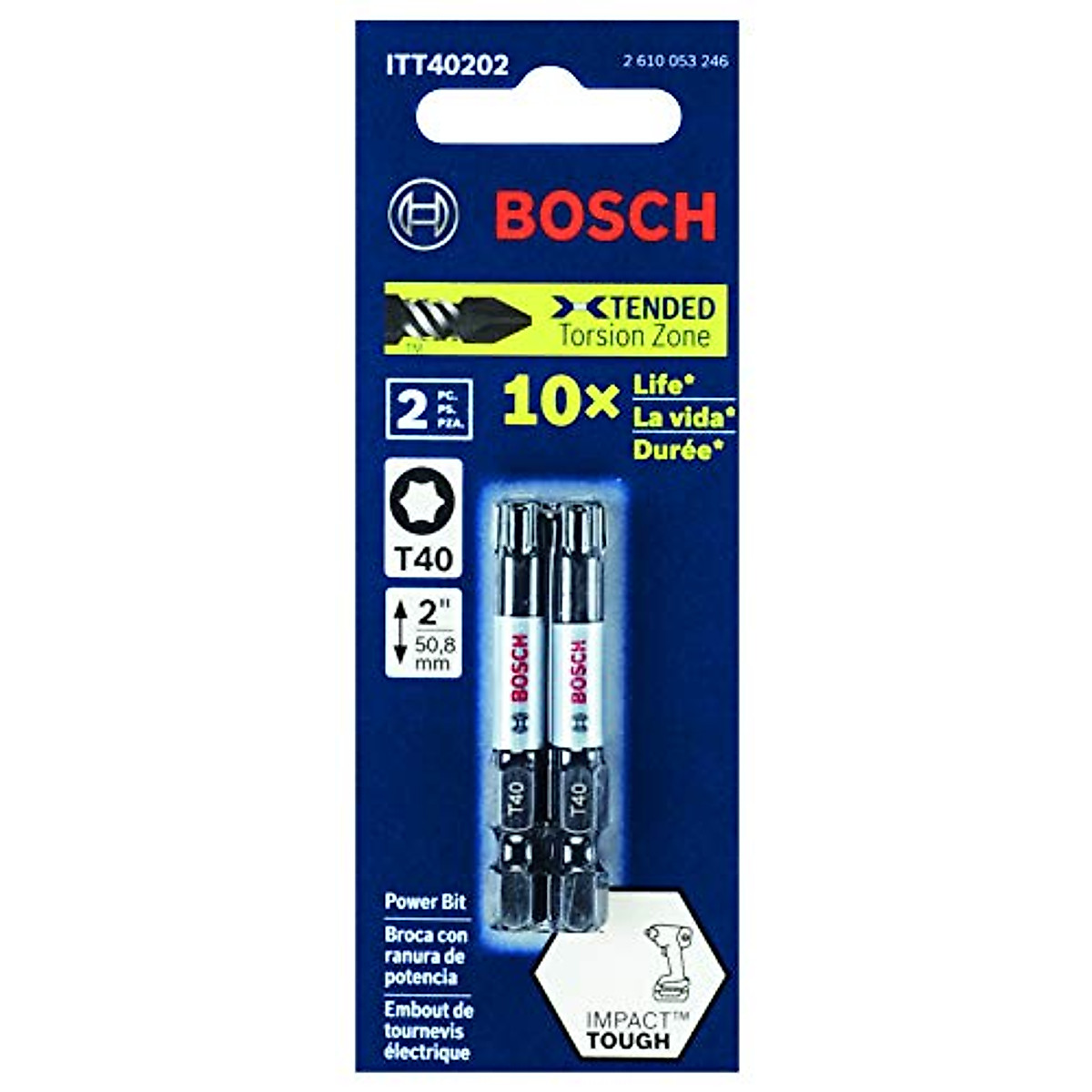 BOSCH ITT40202 2-Pack 2 In. Torx #40 Impact Tough Screwdriving Power Bits