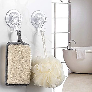 Elegear Suction Cup Hooks for Shower, 2 Pack Waterproof Reusable Shower Suction Hooks, Clear Suction Shower Hooks Hold up to 6.6LB Wreath Suction Hook for Christmas Wreath Loofah Towel Sponge