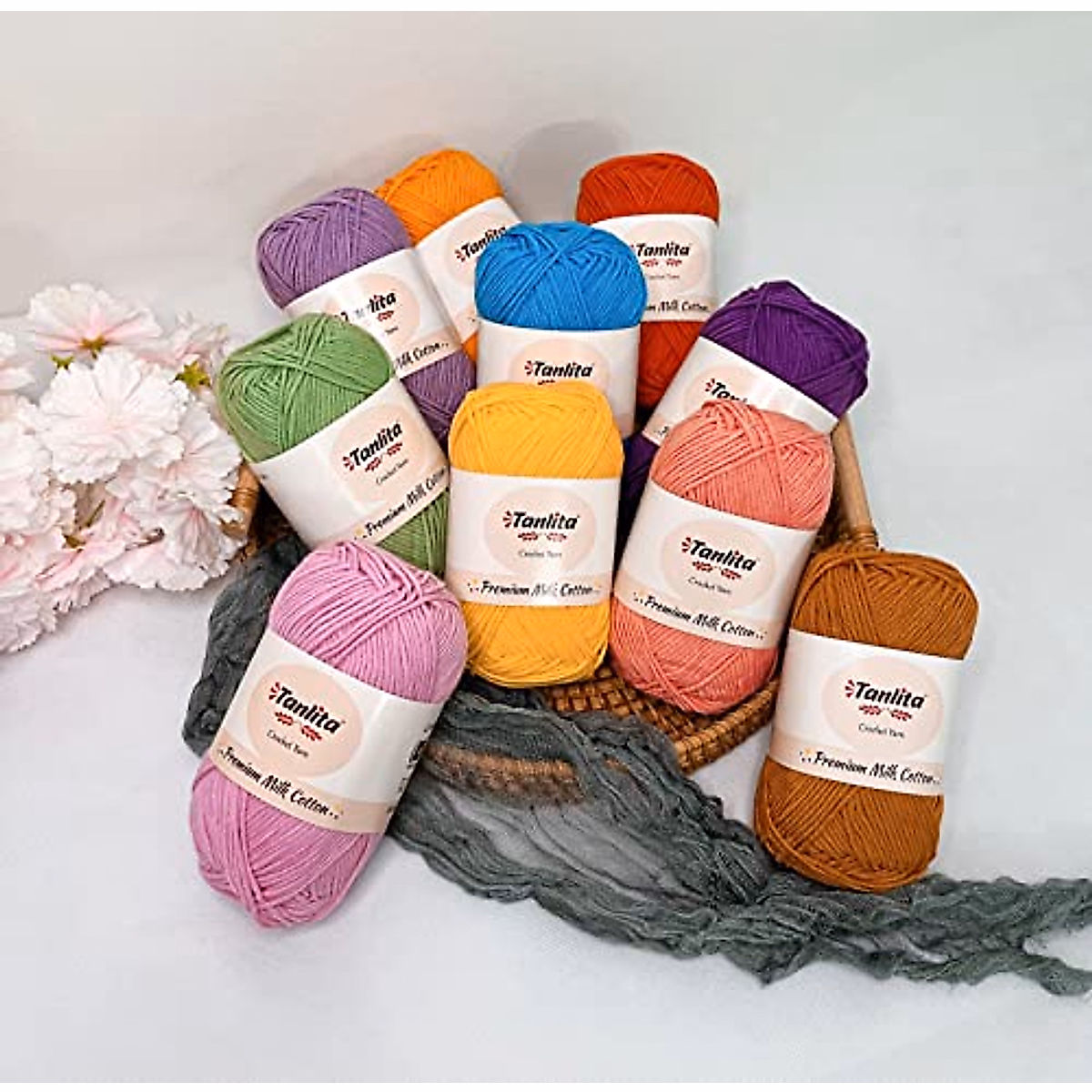 TANLITA 4-Skein Premium Milk Cotton Crochet Yarn 200g (440 Yards), 4-ply Soft Premium Milk Cotton Yarn, 72 Colors Available, Knitting Crochet Milk Cotton Yarn (31-Rusty Red)
