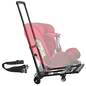 AKOZLIN Portable Travel Cart with Belt Adjustable Handle Compact Trolley Dolly Car Seat Cart(Only fit for car Seats with ISOFIX Interface)