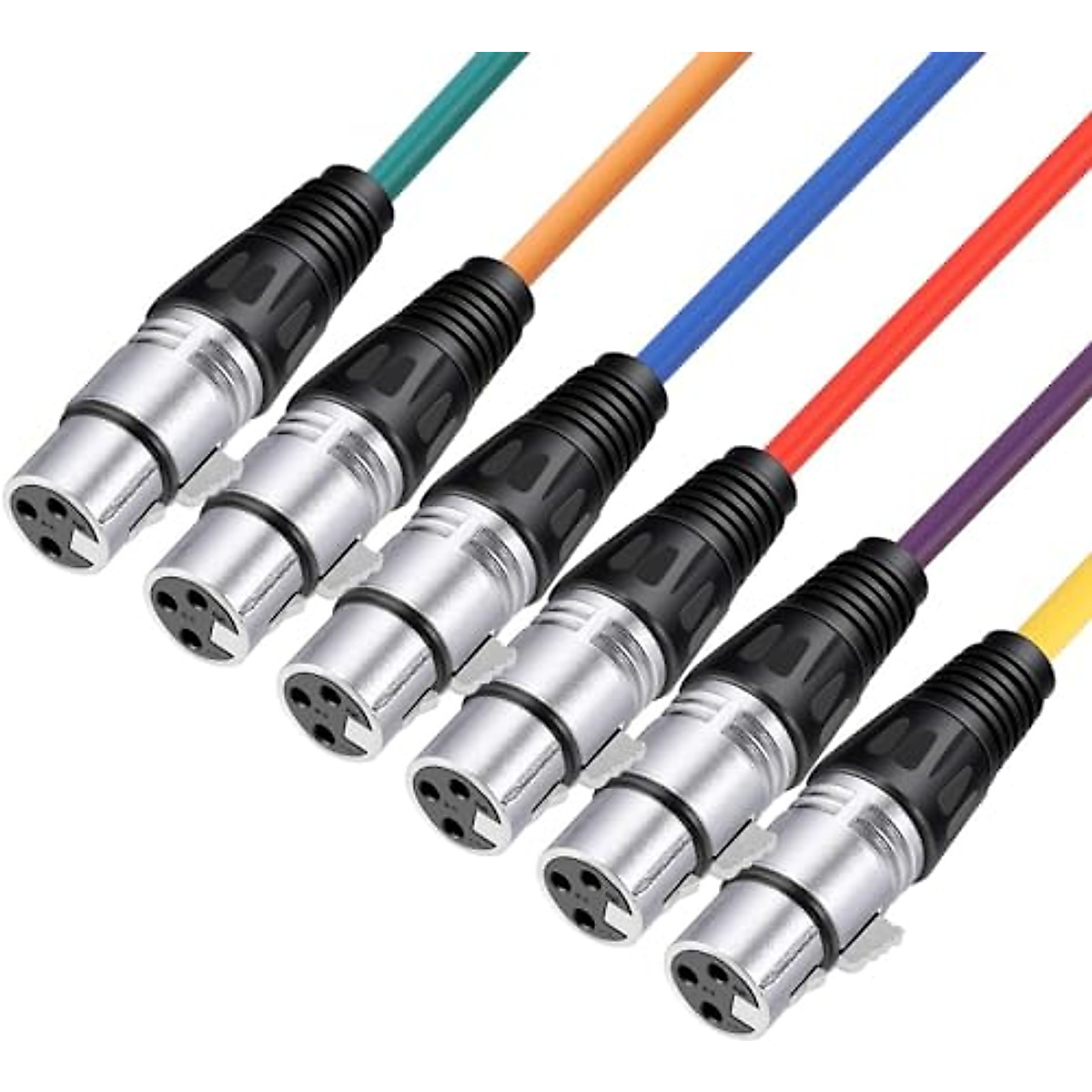 NEEWER 6 Pcs 24.9ft Microphone Audio Cable XLR Male to XLR Female Colored Snake Cable (Purple/Red/Blue/Orange/Yellow/Green)