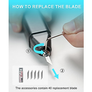 Generic Portable Ultrasonic Cutter 30W 40KHZ for Leather 3D Printing Plastic DIY Cutting, with 40pcs Replacement Knife and Fixtures, Black