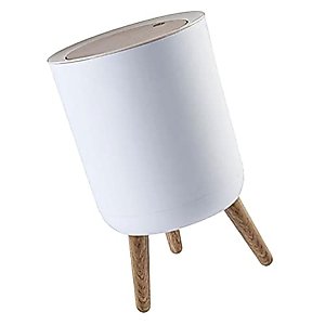 Angoily Trash Can Garbage Can with Press Top Lid Nordic Modern Waste Basket Plastic Trash Bin for Kitchen Bathroom Bedroom Living Room Office Outdoor
