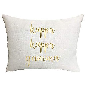 Sorority Shop Kappa Kappa Gamma Pillow – Gold Script Design, 12" x 16" Lumbar Pillow Sorority