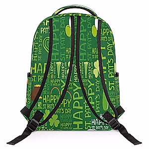 bisibuy St. Patrick's Day Shamrocks Clovers Travel Laptop Backpack, 16.1 Inches Computer Backpack, Durable Water-Repellent Travel Backpack for Business College Women Men Gift