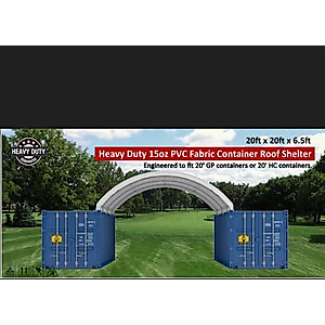 Generic Covermore 20'x20' Upgraded Shipping CONTAINER MOUNTED Canopy- 15 oz. PVC Fabric canvas roof shelter- UV resistant/Water resistant/snow resistant, White, c2020