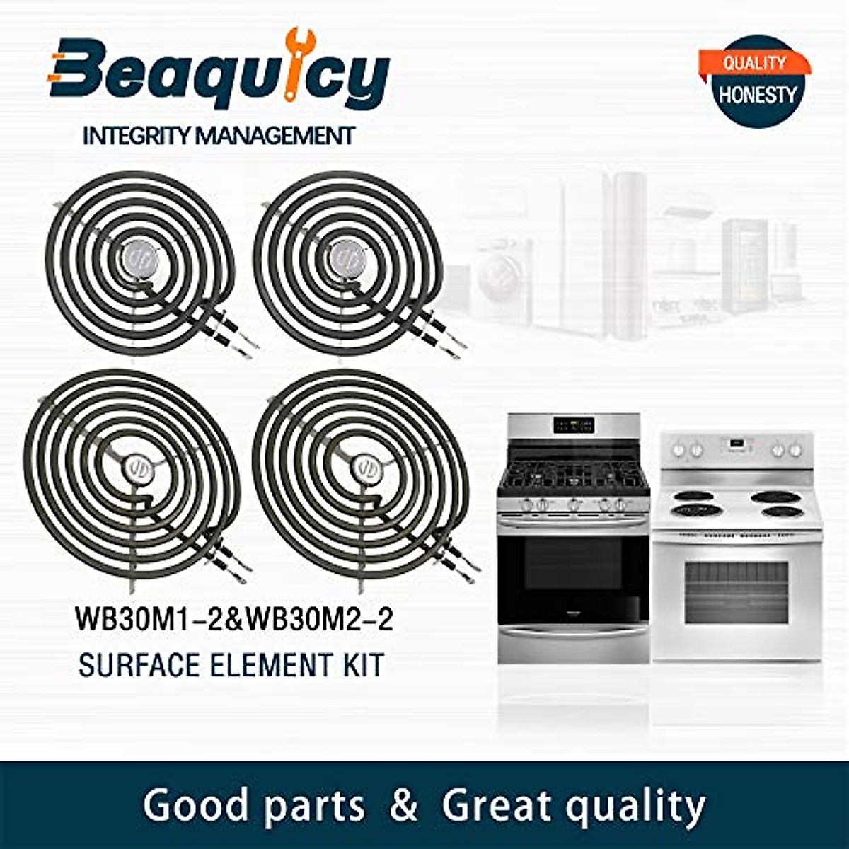 4 Pack ERS30M1 ERS30M2 Electric Stove Burner - Replacement for GE Hotpoint Kenmore,electric Range stove burner element replacement 6"and 8" - replaces WB30M1 and WB30M2 ge Stove Electric Burner