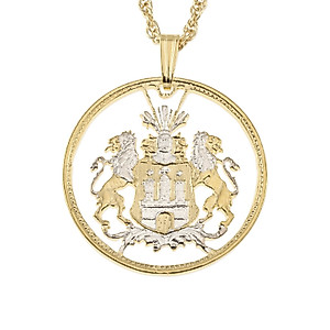 Germany Pendant & Necklace, German Two Marks Cut Coin