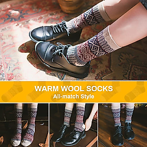 Luckit 6 Pack Warm Cotton Socks for Men and Women, Winter Cabin Socks Men, Vintage Fall Patterned Socks Unisex Knit Thick Cozy Socks