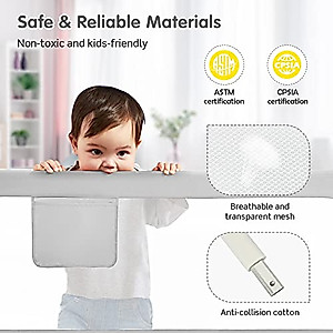BABY JOY Bed Rail for Toddlers, 69’’ Extra Long, Height Adjustable & Foldable Baby Bed Rail Guard w/Storage Pocket & Double Safety Child Lock for Kids Twin Double Full Size Queen King Mattress (Gray)