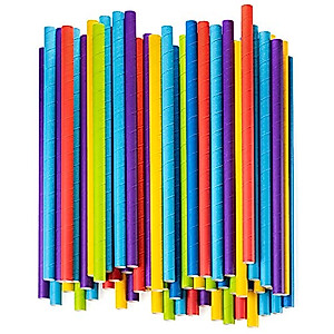 Paper Jumbo Smoothie Straws,100% Biodegradable [100 Pack] Assorted Colors