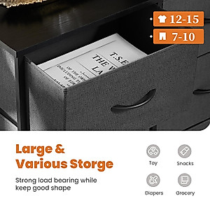 Sweetcrispy 8 Drawers Dresser for Bedroom, Kidsroom Furniture, Tall Chest Tower, Storage Organizer Units for Clothing, Closet, Fabric Bins, Wood Top, Steel Frame, Lightweight, Assemble Tools Include