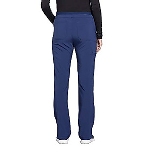 Cherokee Iflex Scrubs for Women, Drawstring Tapered Leg Scrub Pants CK010, L, Navy