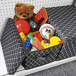 Fabric Storage Bins with Lids, Large Toy Box Chest for Kids Boys Girls, Collapsible Storage Basket Organizer with Handles for Clothes,Books,Closet,Nursery,Shelves,Pantry,14.4x10x8.5 Inch,Set of 3,Gray