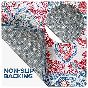 Superior Indoor Large Area Rug, Non-Slip Backing, for Kids or Pets, Entryway, Living Room, Kitchen, Dorm, Bedroom, Hallway, Machine Washable, Floor Cover, Rustic, Tanager Collection, 10' x 14', Red