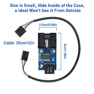 Rocketek Motherboard USB 2.0 9pin Header 1 to 2 Extension Hub Splitter Adapter - Converter MB USB 2.0 Female to 2 Female - 30CM Cable USB 9-pin Internal Cable 9 pin Connector Adapter Port Multiplier …