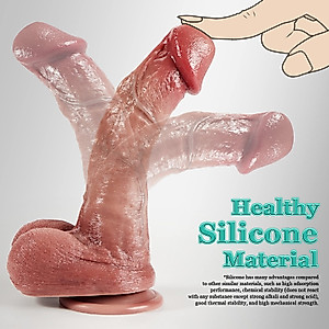Realistic Dildos for Beginners, Soft Liquid Silicone Dildo with Strong Suction Cup for Hands-Free Play, 8.6 in Lifelike Anal Dildo Fake Penis G Spot Stimulator Adult Sex Toys for Women&Couple…