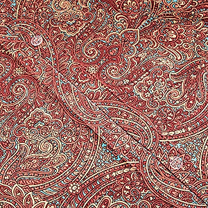 Eikei Boho Paisley Print Luxury Duvet Cover and Shams 3pc Bedding Set Intricate Tuscany Bohemian Damask Medallion 350TC Egyptian Cotton Sateen (Queen)