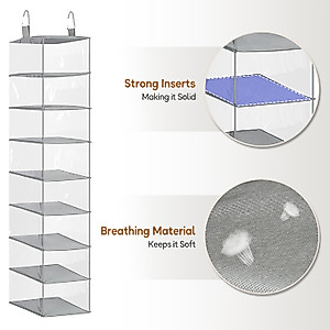 MISSLO Clear Hanging Shoe Organizer for Closet Storage Wider Hanging Shoe Rack 8 Shelf Shoe Hanger Holds 8 Pair of Sneakers, Clothes for Room, Bedroom, College Dorm