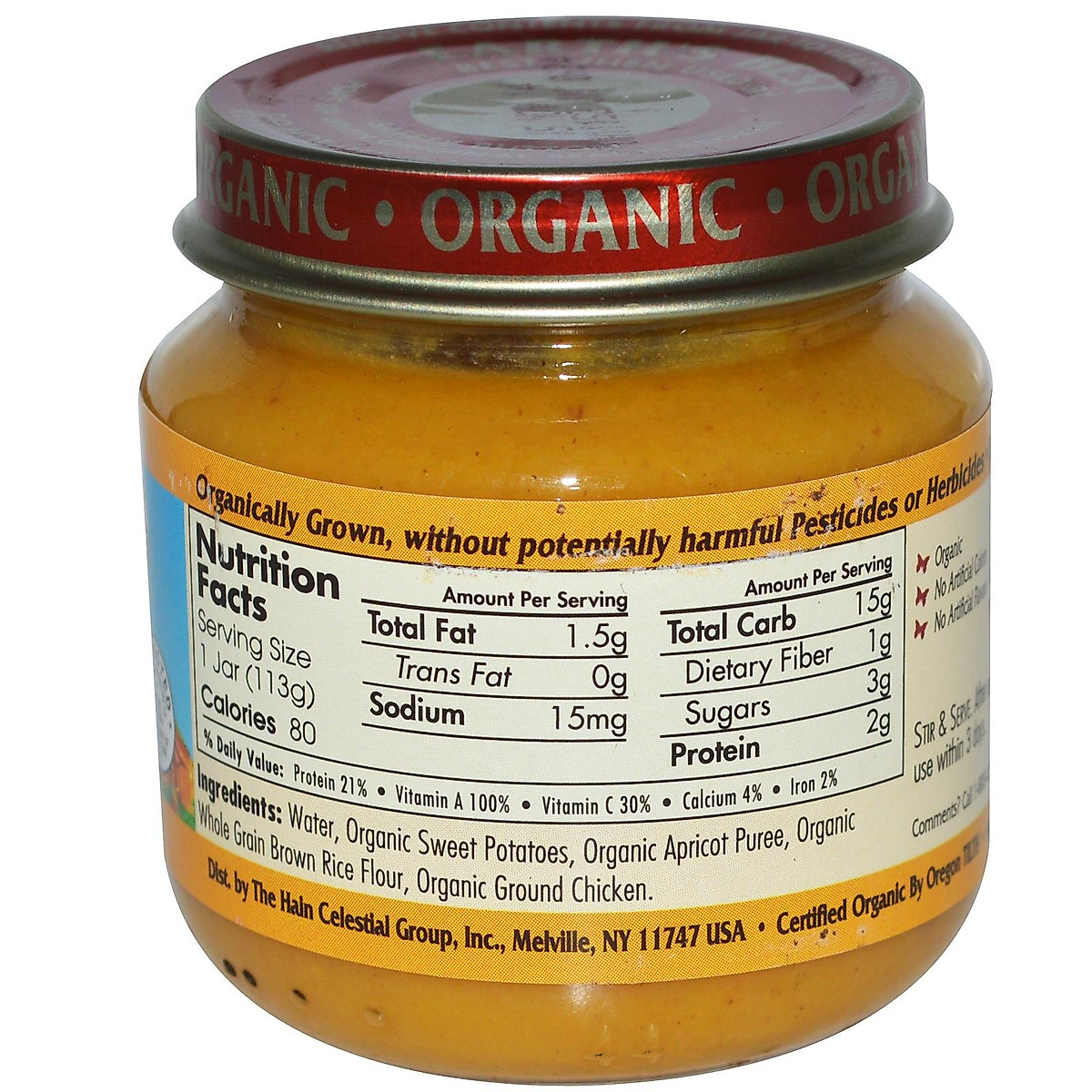 Earth's Best Organic Sweet Potato, Squash and Chicken Baby Food, 4 Oz Jar