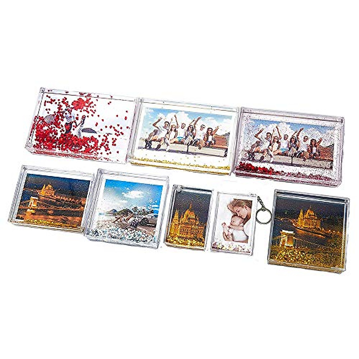 draxdlche Glitter Picture Frame Liquid Best Friends Acrylic Floating Water Personalized Snow Globe Photo Frame Cute Family Couple Custom Birthday Gifts for Women