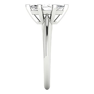 Clara Pucci 1.0 ct Marquise Cut Solitaire Moissanite Engagement Wedding Bridal Promise Anniversary Ring 18K White Gold Size 7.75