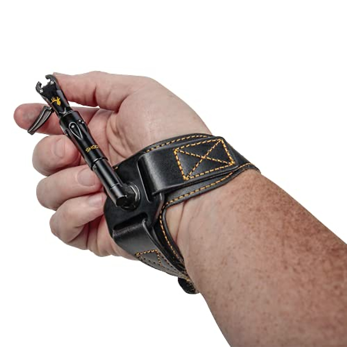 Trophy Ridge Shootout Compact Dual-Caliper Archery Bowhunting Release - 360° Swivel Arm, Adjustable Length, Trigger Travel Tuning, Premium Leather Buckle Strap, Black