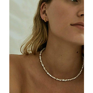 Pearl Choker Necklace 16'' Pearl Chain Necklace 3mm Handpicked Dainty Tiny Small Beaded Pearl Necklace Gifts for Women Girls
