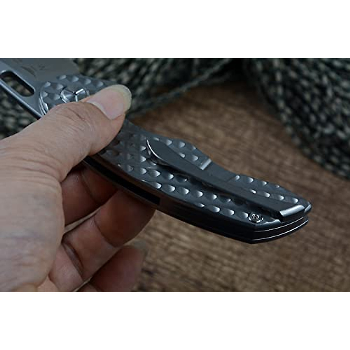 TwoSun Knife M390 Fold Satin Blade Flipper Gift Titanium Handle TS177