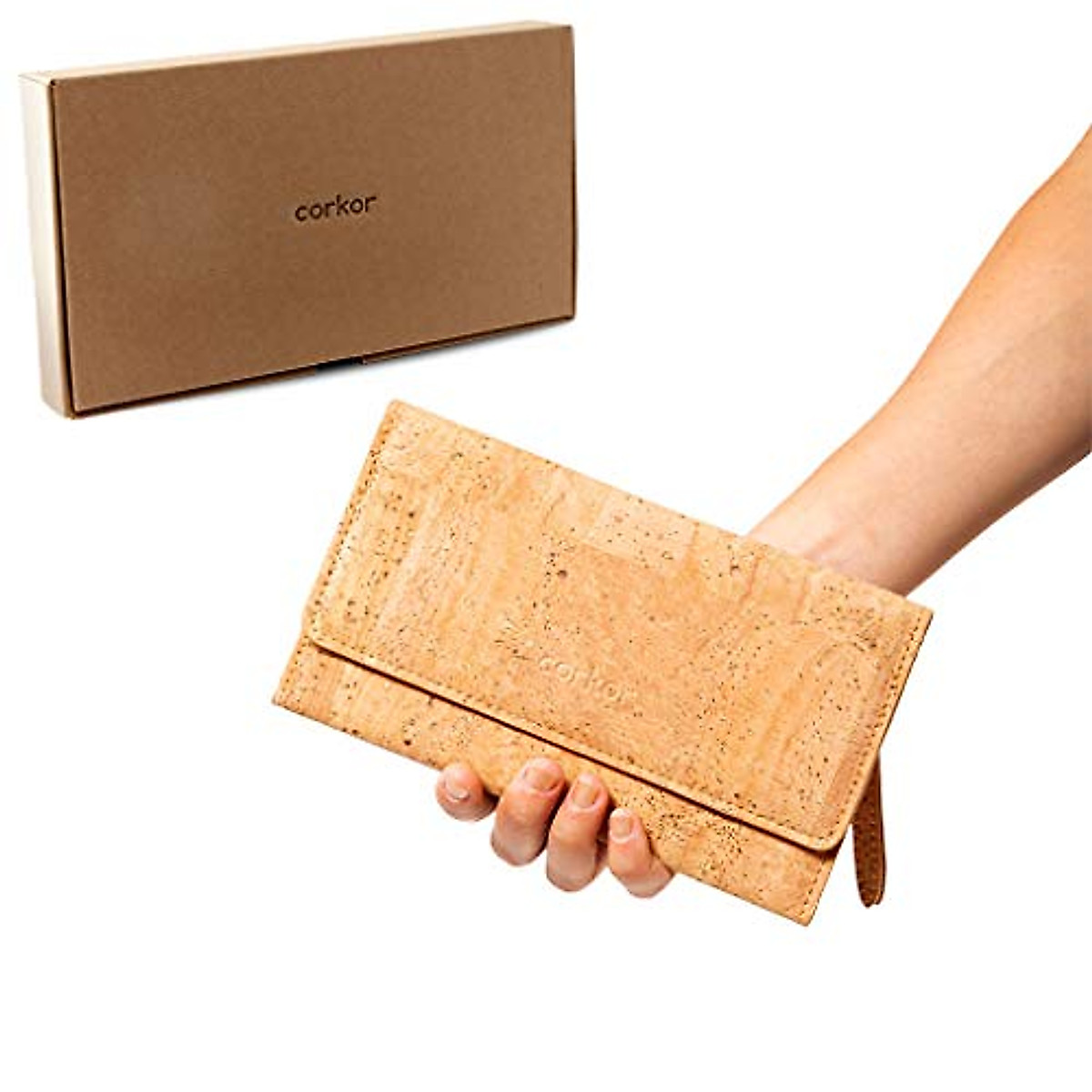 Corkor Cork Slim Long Wallet – Women’s Clutch - RFID Blocking - Vegan Leather – Cruelty Free – Eco Friendly - Black