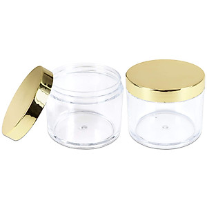 Beauticom 120g/120ml (4 Fl Oz) Thick Double Wall Leak-Proof Round Clear Plastic Jars with Flat Top Lids for Creams, Lotions, Powders, Glitters, Charms, and more… (Color: Gold Lid, Quantity: 12 Pieces)