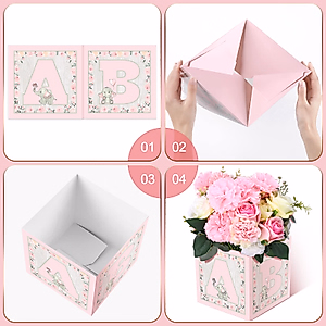 10 Pcs Baby Shower Flower Boxes Centerpieces Decorations Rustic Elephant Floral Baby Boxes with Letters Baby Shower Box Block for Tables Boy Girl Gender Reveal Birthday Party(Elephant Style)