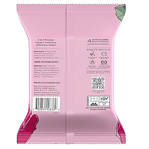Burt's Bees Rose Water Face Wipes, for All Skin Types, Hydrating Micellar Makeup Remover & Facial Cleansing Towelettes, 30 Ct (3-Pack)