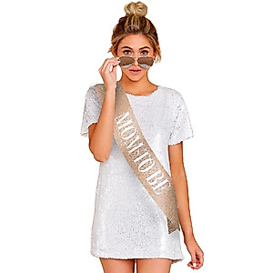 MAGICSHOP4U Mom to be sash - Mom To Be Rose Satin Sash - Baby Shower Decorations, Gender Reveal, Welcome Baby, Baby Sprinkle, Baby Shower Sash, Mummy to be - Light Pink Baby Shower