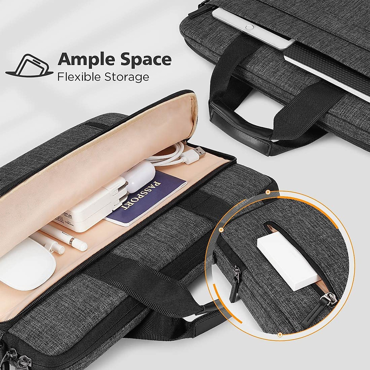 KIZUNA Laptop Bag Case 14 Inch shoulder sleeve Water Resistant Briefcase For 15" Macbook air M2 2023/Lenovo Flex 14/14" HP EliteBook 840 G5/HP Pro 14 G3/Dell Latitude 7490/15" Surface Laptop 3, Grey