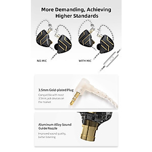 CCA C10 Pro in-Ear Monitor,HiFi 1DD 4BA Hybrid Five Drivers in-Ear Earphone,Aluminum Alloy Shell+Resin Cavity Wired Earbuds with 0.75mm CPin Gold Plated Detachable Cable (No Mic, C10pro Black)