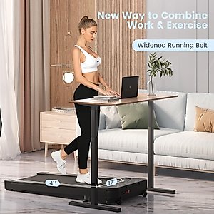 Goplus Under Desk Treadmill, Electric Treadmill Walking Pad with Touchable LED Display and Wireless Remote Control, Built-in 3 Workout Modes and 12 Programs, Running Jogging for Home Office