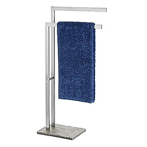 WENKO Granite Hand Towel Holder Stand for Bathroom, Double Tower Racks, Freestanding, 33.86 x 7.87 inch, Satinised