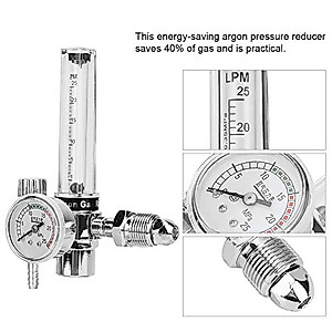 Argon Regulator Gas Reducer,CGA540 Outlet Male Thread Argon/Carbon Dioxide Regulator Gas Flowmeter with Guage for TIG Welder Machine