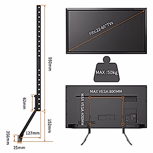 Universal TV Stand, Metal TV Legs for 22-65 inch LCD/LED/OLED/Plasma Flat&Curved Screen TV Height Adjustment with VESA 75x75mm to 800x400mm Max ML1760