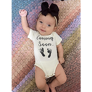 Coming Soon. Baby Feet Announcement Baby Bodysuit One Piece Romper (Newborn, White)