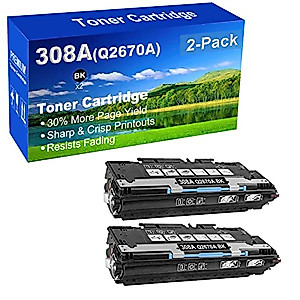 2-Pack (Black) Compatible High Capacity 308A (Q2670A) Toner Cartridge use for HP 3700, 3700DN, 3700DTN, 3700N Printer