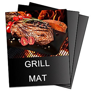 On'h BBQ Grill Mat - Set of 3 Heavy Duty Non-Stick for Ribs Shrimps Steaks Burgers Vegetables Reusable for Gas Charcoal Electric Grill Ovens Best Grilling Accessories
